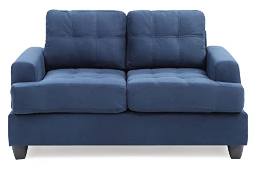 Glory Furniture Upholstered Love Seat, Navy Blue Suede