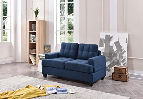 Glory Furniture Upholstered Love Seat, Navy Blue Suede