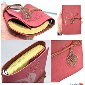 Refillable Leather Journals Notebook A6(7×5inch) Lined Paper Travel Diary Women's Small Pocket Notebook, Journals to Write in for Women Best Gift for Teens(Wine Red)