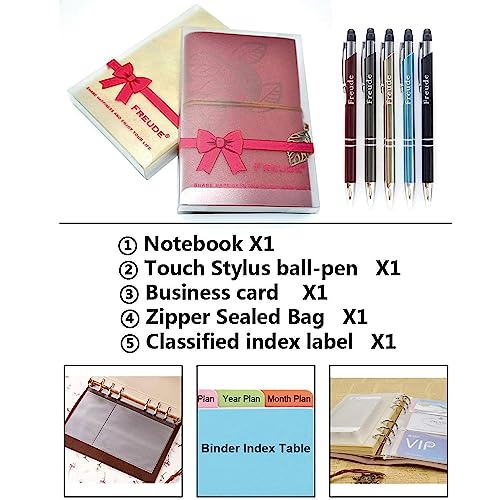 Refillable Leather Journals Notebook A6(7×5inch) Lined Paper Travel Diary Women's Small Pocket Notebook, Journals to Write in for Women Best Gift for Teens(Wine Red)