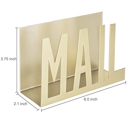 MyGift Modern Brass Metal Mail Holder Countertop Organizer with Cutout Mail Lettering Design, Office Desktop Envelope and Document Storage Rack