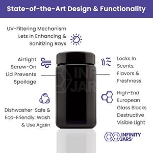 Infinity Jars 200 ml (6.7 fl oz) Tall Black Ultraviolet Glass Screw Top Jar 3-Pack