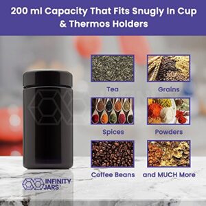 Infinity Jars 200 ml (6.7 fl oz) Tall Black Ultraviolet Glass Screw Top Jar 3-Pack