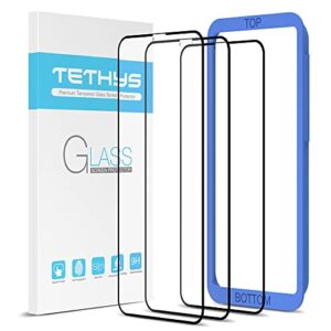 tethys glass screen protector designed for iphone 11 pro/iphone xs [edge to edge coverage] full protection durable tempered glass compatible iphone x/xs/11 pro [guidance frame include] - pack of 3