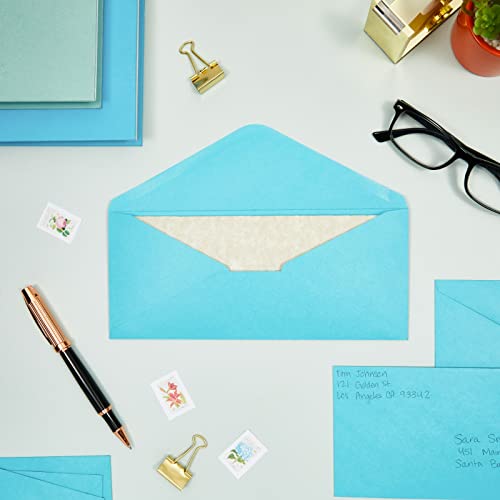 200-Pack #10 Blue Colored Envelopes Bulk with Gummed Seal for Party Invitations, Mailing Business Letters, Checks, Holidays, Greeting Cards, Thank You Notes (4 1/8 x 9 1/2 In)