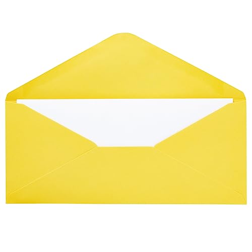 200 Pack #10 Yellow Envelopes Bulk with Gummed Seal for Party Invitation Cards, Mailing Business Letters, Checks (4 1/8 x 9 1/2)