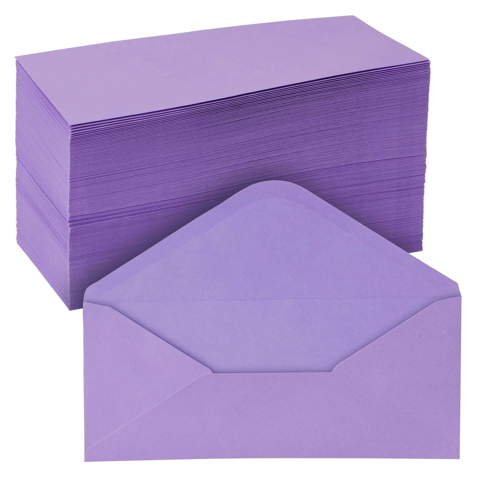 200-Pack #10 Purple Envelopes Bulk with Gummed Seal and V-Flap for Invitations, Mailing Business Letters, Checks, Greeting Cards, Holidays, Notes, and Photos (4 1/8 x 9 1/2 in)