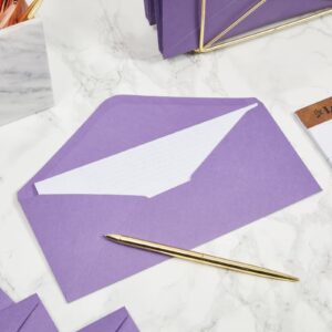 200-Pack #10 Purple Envelopes Bulk with Gummed Seal and V-Flap for Invitations, Mailing Business Letters, Checks, Greeting Cards, Holidays, Notes, and Photos (4 1/8 x 9 1/2 in)