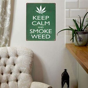 UOOPAI Keep Calm and Smoke Weed Vintage Metal Sign