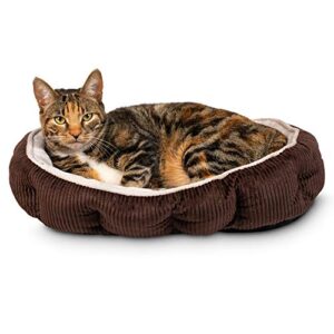 pet craft supply cat bed for indoor cats - kitten bed - machine washable - ultra soft - self warming - refillable catnip pouch, 5 inch, brown