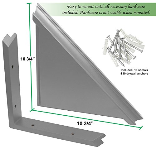 Greenco Corner Shelf, 2-Pack Floating Shelves for Wall, Easy-to-Assemble Wall Mount Corner Shelves for Bedrooms and Living Rooms, 2 Count, Gray Finish