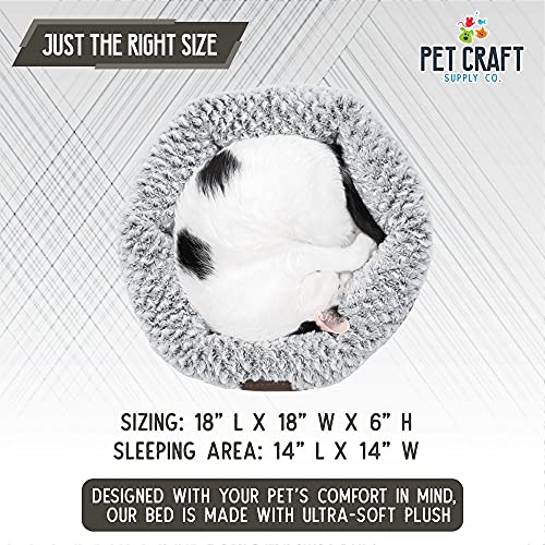 Pet Craft Supply Soho Round Cat Bed For Indoor Cats, Ultra Soft Plush, Memory Foam, Machine Washable, Calming Cat Bed