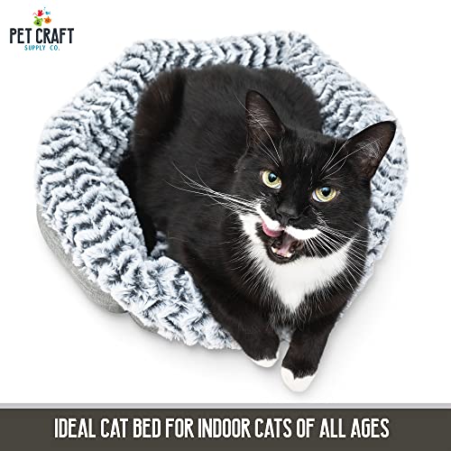 Pet Craft Supply Soho Round Cat Bed For Indoor Cats, Ultra Soft Plush, Memory Foam, Machine Washable, Calming Cat Bed