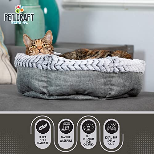 Pet Craft Supply Soho Round Cat Bed For Indoor Cats, Ultra Soft Plush, Memory Foam, Machine Washable, Calming Cat Bed