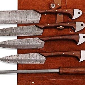 Custom Handmade Damascus Professional kitchen/BBQ knives set