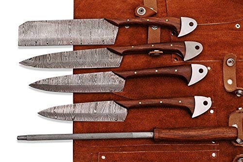 Custom Handmade Damascus Professional kitchen/BBQ knives set