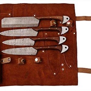 Custom Handmade Damascus Professional kitchen/BBQ knives set