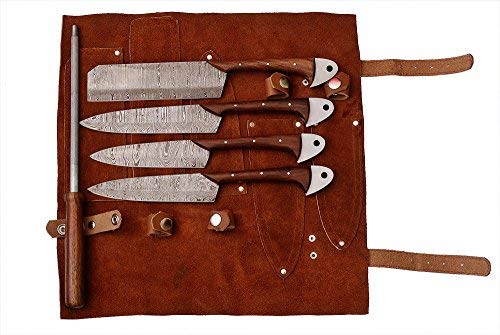 Custom Handmade Damascus Professional kitchen/BBQ knives set