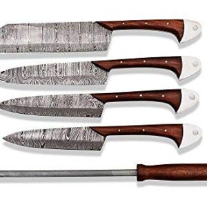 Custom Handmade Damascus Professional kitchen/BBQ knives set