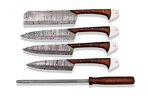 Custom Handmade Damascus Professional kitchen/BBQ knives set