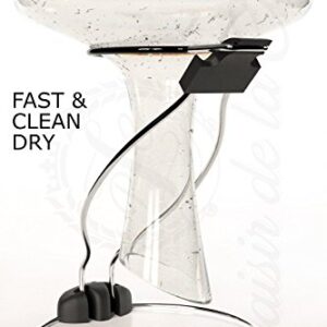 2in1 Wine Decanter Drying Stand – Fast Spotless Carafe Dryer & Compact Folding Rack for Safe Storage - incl. Black Rubber Top (Non Slip & Anti Scratch)