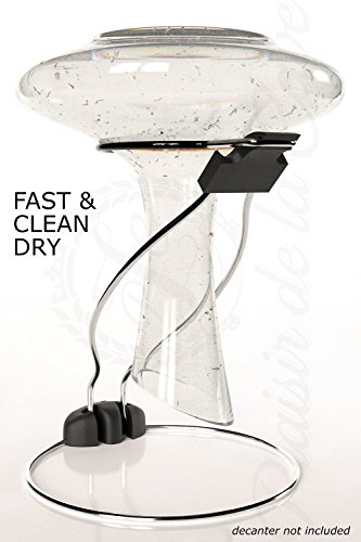 2in1 Wine Decanter Drying Stand – Fast Spotless Carafe Dryer & Compact Folding Rack for Safe Storage - incl. Black Rubber Top (Non Slip & Anti Scratch)