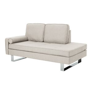 christopher knight home phelps modern fabric chaise loveseat, beige, silver