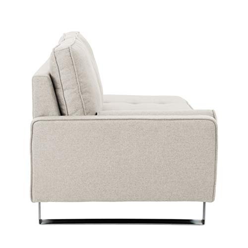 Christopher Knight Home Phelps Modern Fabric Chaise Loveseat, Beige, Silver