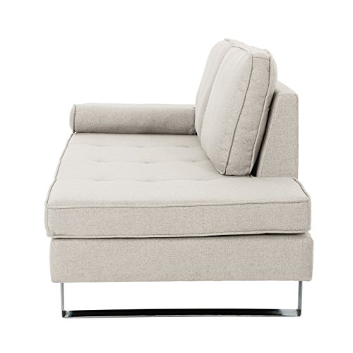 Christopher Knight Home Phelps Modern Fabric Chaise Loveseat, Beige, Silver