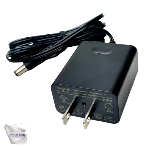 Yealink Power Supply PS5V600US 5V 0.6A - Yealink SIP Phones- T40G, T23G, T21, T21P, T30, T31, T33, T21P-E2, T19, T19P, T19P-E2, W52P, W52H Bundle with GTW Microfiber Cloth