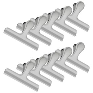 winloop 10 pcs 4.72" wide big size heavy duty stainless steel chip bag clips,food clips for air tight seal grips food sealing clamp coffee snack bag clip,photo paper clamp,home kitchen office(large)