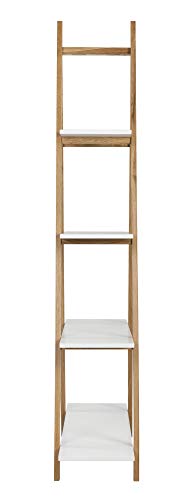 Universal Expert Abacus 4-Tier Ladder Bookcase, Leaning Free Stand Wood Bookshelf Frame Storage Rack, Display Shelf for Home Office, Oak and White