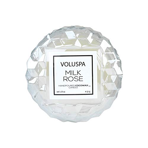 Voluspa Milk Rose Candle | Macaron | 1.8 Oz. | 15 Hour Burn Time | Coconut Wax and Natural Wicks for a Cleaner Burn | Vegan | Hand-poured in the USA