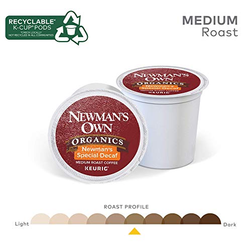 Newman's Own Organics Special Blend Decaf, Single-Serve Keurig K-Cup Pods, Medium Roast Coffee, 24 Count - Pack of 4