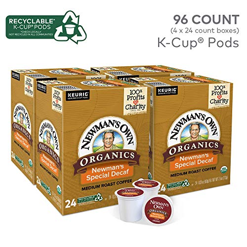 Newman's Own Organics Special Blend Decaf, Single-Serve Keurig K-Cup Pods, Medium Roast Coffee, 24 Count - Pack of 4