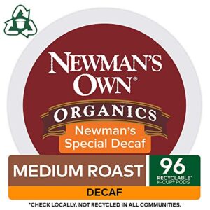 Newman's Own Organics Special Blend Decaf, Single-Serve Keurig K-Cup Pods, Medium Roast Coffee, 24 Count - Pack of 4