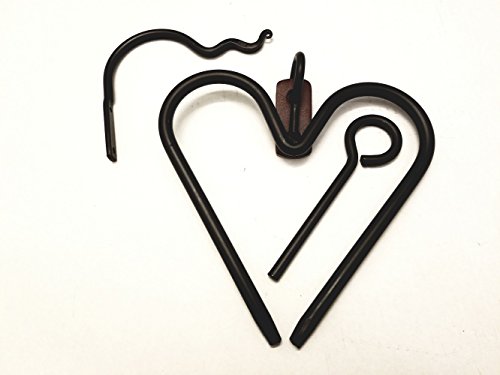 Hand Crafted & American Made! Wrought Iron Heart Dinner Bell (Chuckwagon) with Clanger and Hook