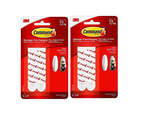 Command Refill Strips, Large, White, 6-Strips (17023P-ES) (2-Pack)