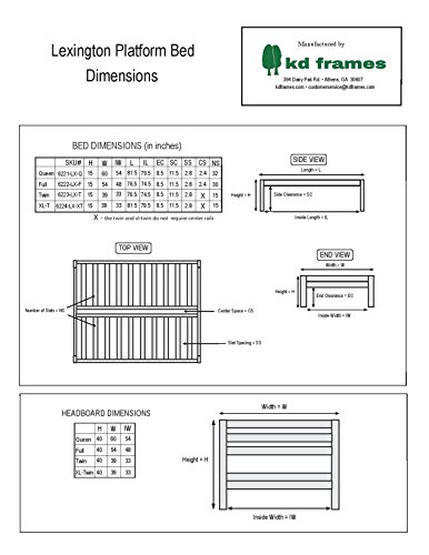 KD Frames Lexington Platform Bed, Queen, Unfinished