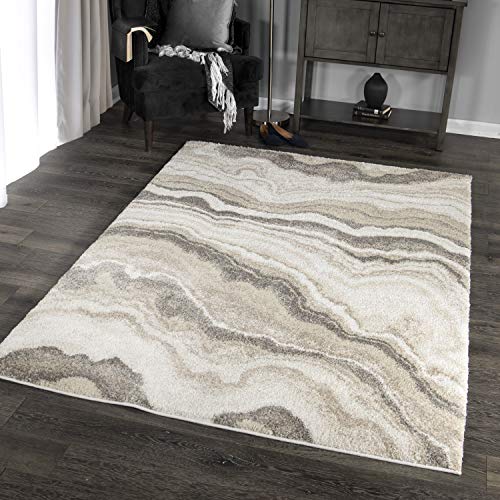 Orian Rugs Super Shag Collection 392524 Cascade Area Rug, 5'3" x 7'6", Ivory