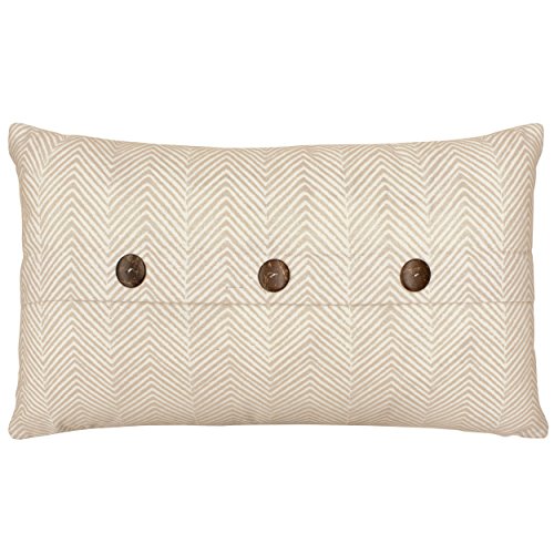 Laura Ashley LAP008366 Decorative Pillow, 1 Count (Pack of 1), Beige/White