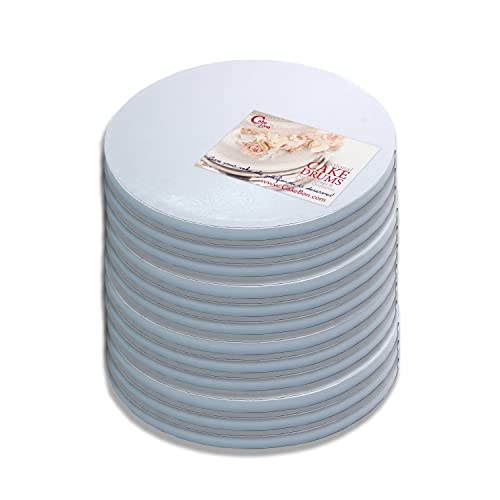 Cakebon Cake Drums Round 10 Inches - (White, 12-Pack) - Sturdy 1/2 Inch Thick - Professional Smooth Straight Edges