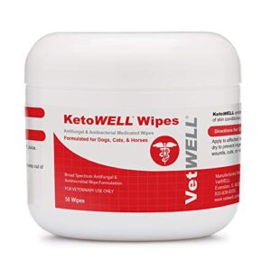 ketowell topical wipes with ketoconazole for dogs & cats medicated pet wipes - 50 count