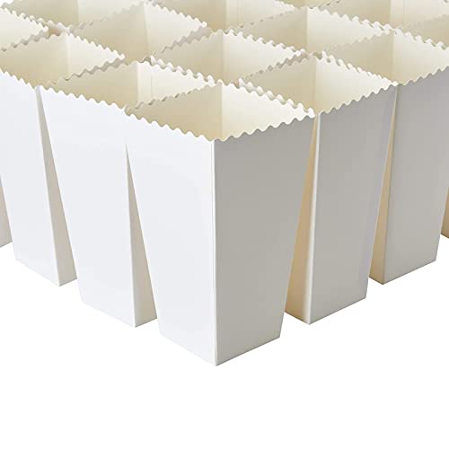 100 Pack White Popcorn Boxes for Party, 46 oz Bulk Paper Popcorn Containers for Movie Night, Carnival Decorations (7.8 x 4.25 x 4.25 In)