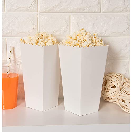 100 Pack White Popcorn Boxes for Party, 46 oz Bulk Paper Popcorn Containers for Movie Night, Carnival Decorations (7.8 x 4.25 x 4.25 In)