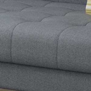 GDFStudio Christopher Knight Home Aidan Mid Century Modern Tufted Fabric Sofa, Gray