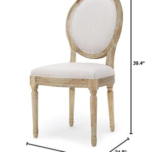 Christopher Knight Home Phinnaeus Polyester Beige Fabric Dining Chair (Set of 2), 2-Pcs Set