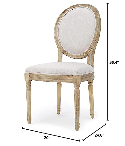 Christopher Knight Home Phinnaeus Polyester Beige Fabric Dining Chair (Set of 2), 2-Pcs Set