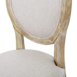 Christopher Knight Home Phinnaeus Polyester Beige Fabric Dining Chair (Set of 2), 2-Pcs Set