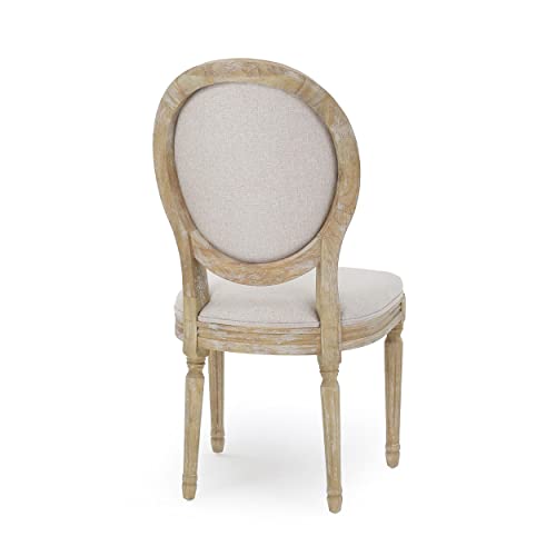 Christopher Knight Home Phinnaeus Polyester Beige Fabric Dining Chair (Set of 2), 2-Pcs Set